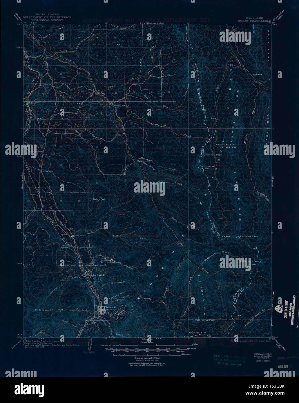 Ouray colorado map hi-res stock photography and images - Alamy