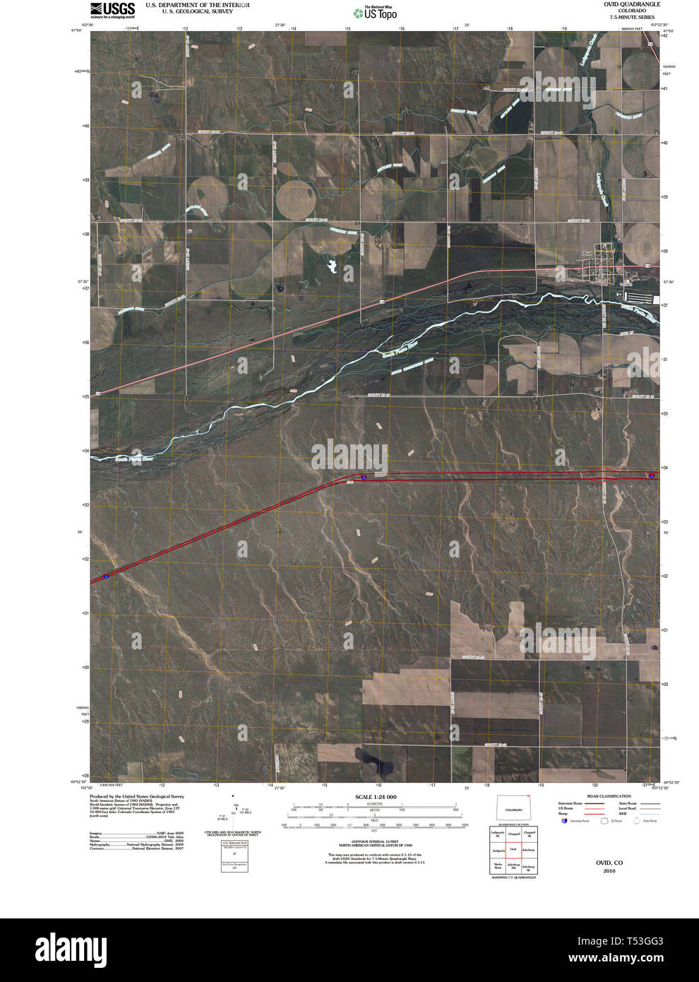USGS TOPO Map Colorado CO Ovid 20100927 TM Restoration Stock Photo - Alamy