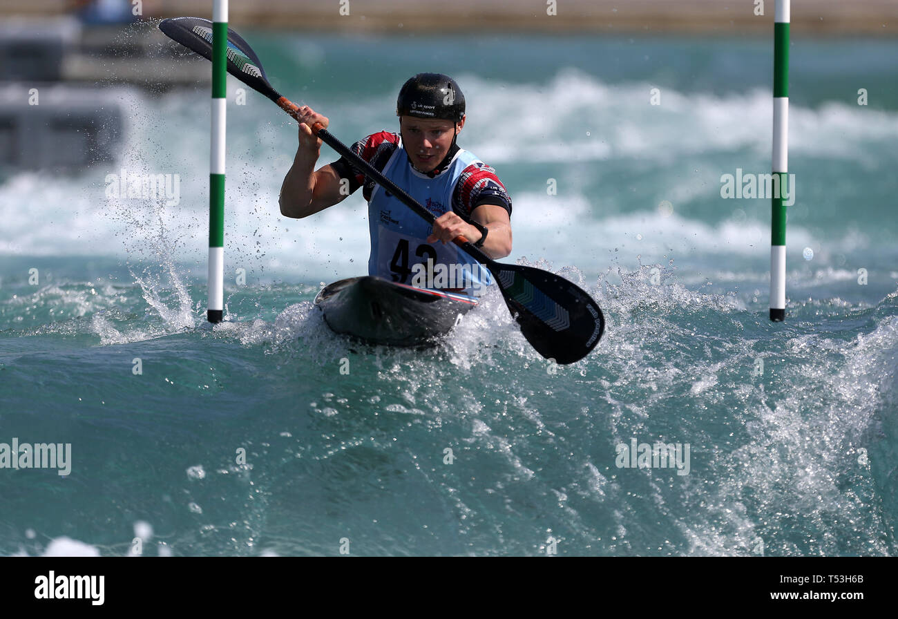 Christopher Bowers in action during the Men Kayak (K1) competition ...