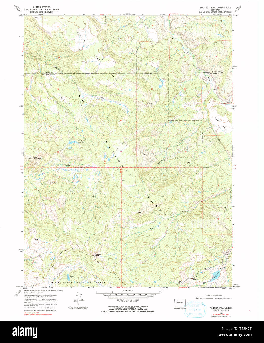 USGS TOPO Map Colorado CO Pagoda Peak 234029 1966 24000 Restoration ...