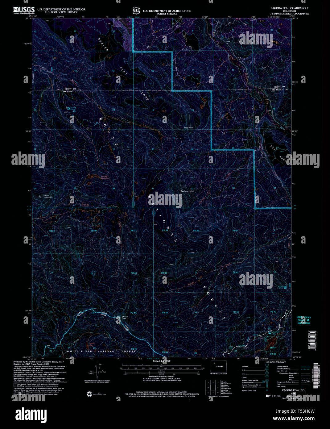 USGS TOPO Map Colorado CO Pagoda Peak 234031 2000 24000 Inverted ...