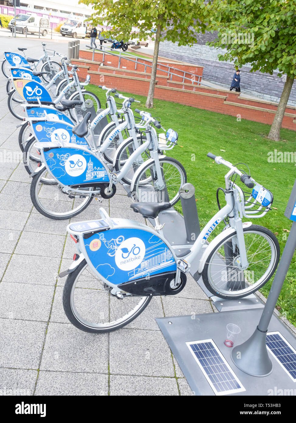 Nextbike sharing cycles in Cardiff City, Wales, UK Stock Photo - Alamy
