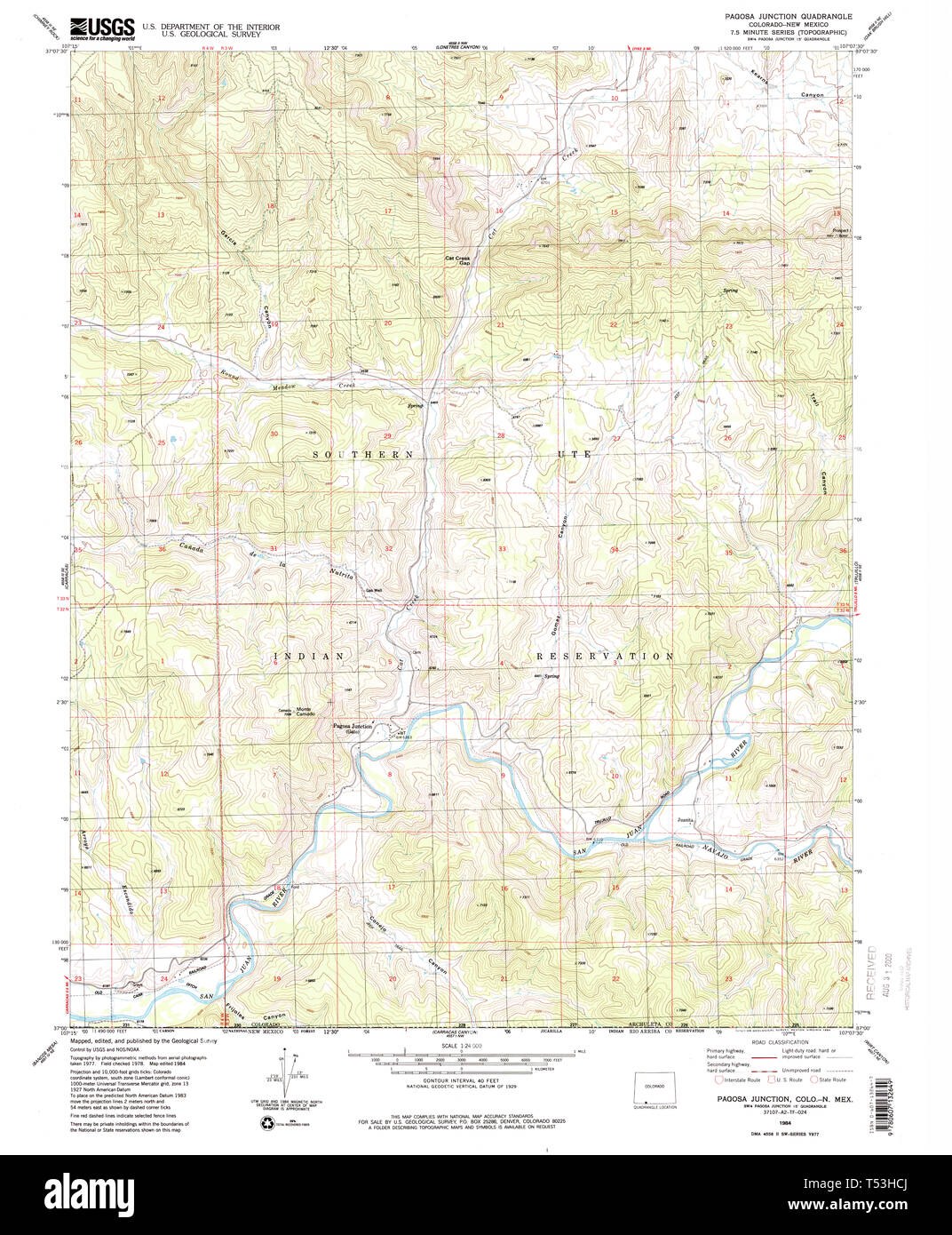 USGS TOPO Map Colorado CO Pagosa Junction 234033 1984 24000 Restoration ...