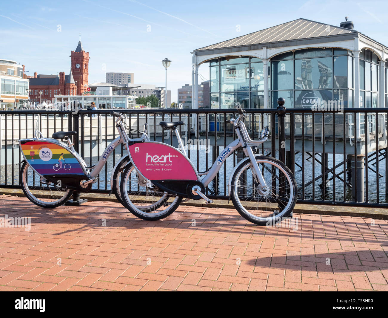 Nextbike sharing cycles in Cardiff City, Wales, UK Stock Photo - Alamy