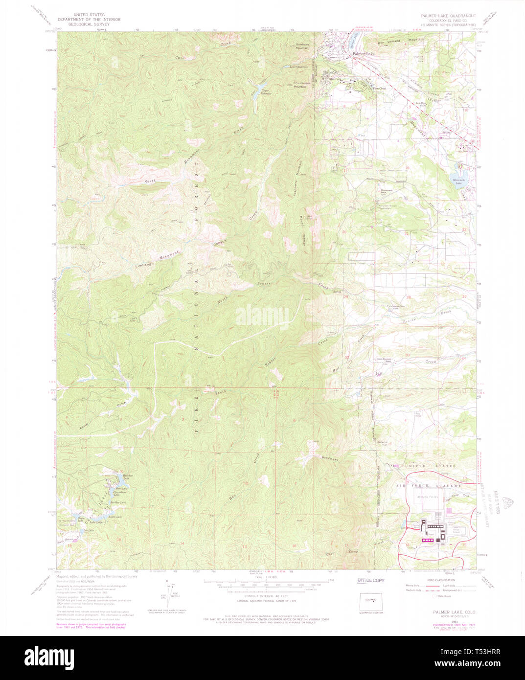 USGS TOPO Map Colorado CO Palmer Lake 451476 1961 24000 Restoration ...