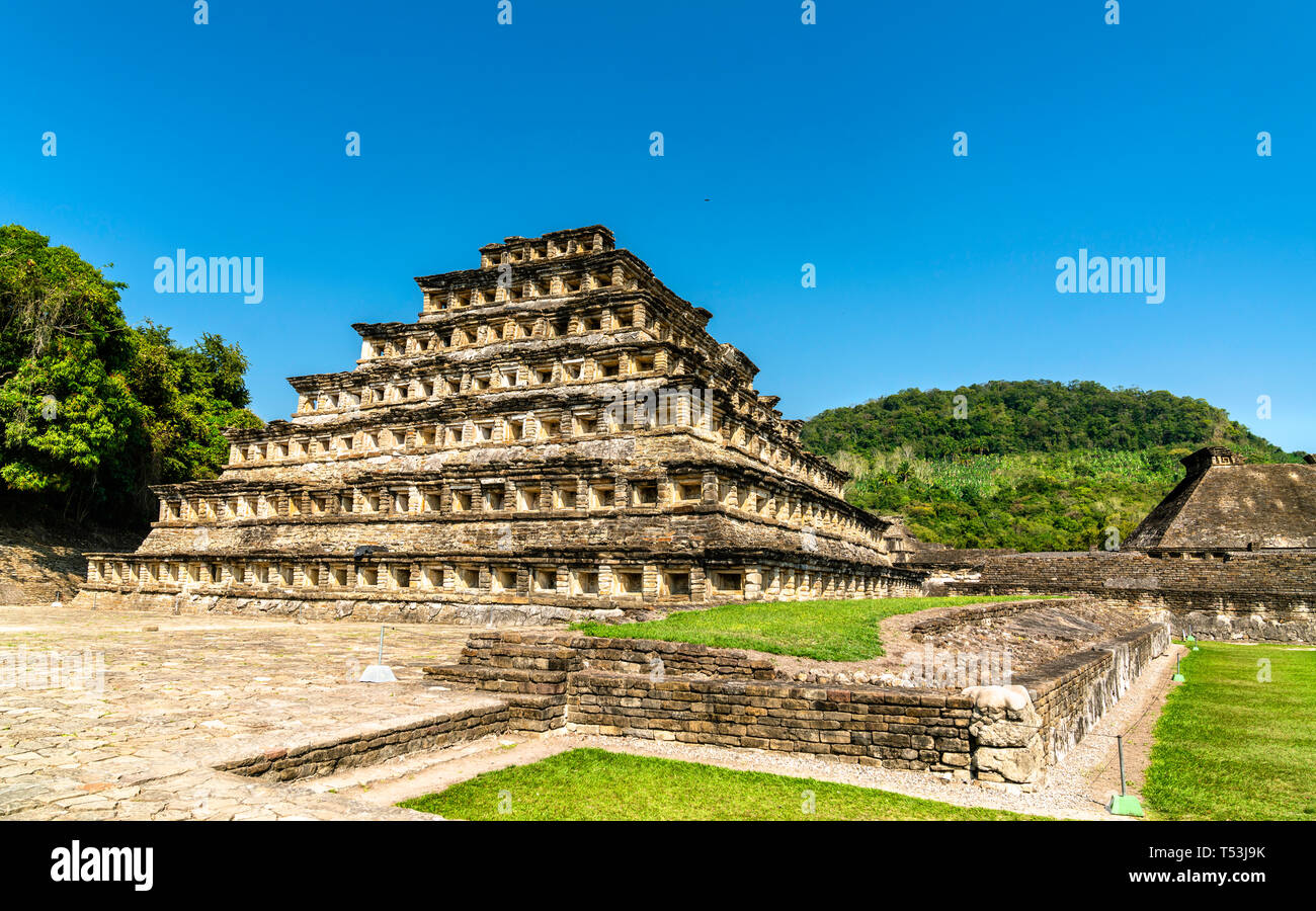 Pyramid of the Niches at El Tajin, a pre-Columbian archeological site ...