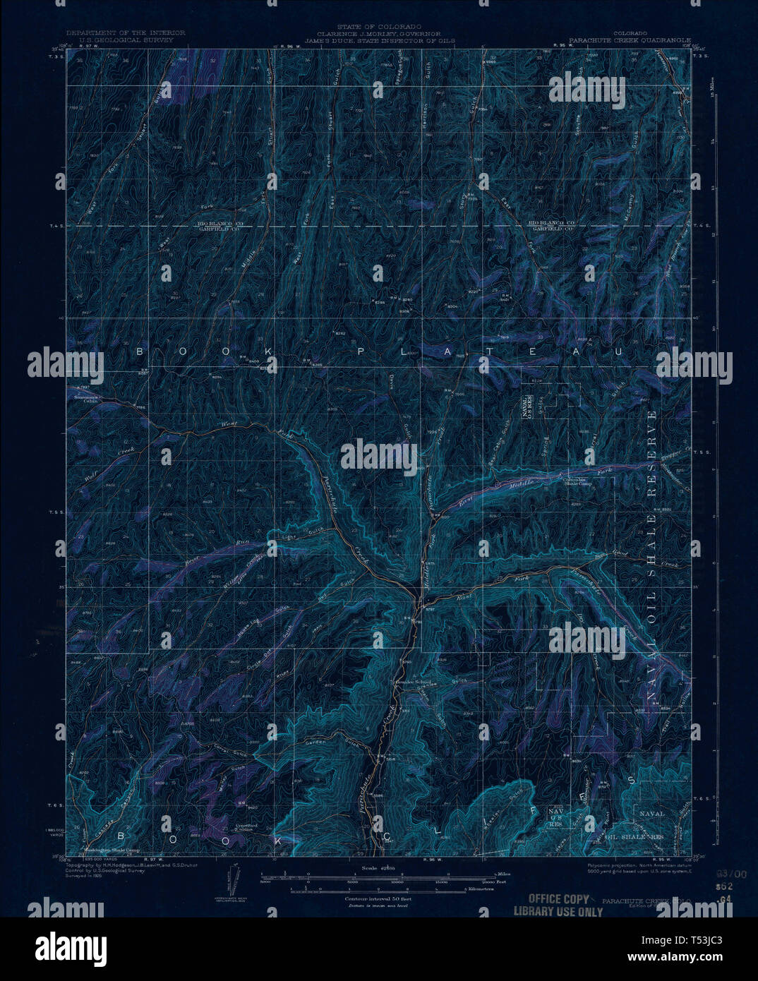 USGS TOPO Map Colorado CO Parachute Creek 402660 1927 62500 Inverted ...