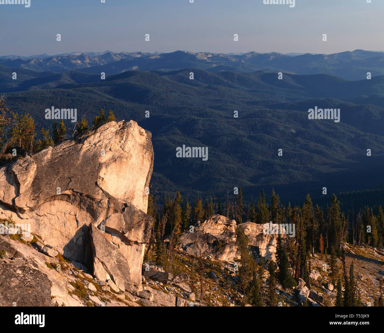 USA, Idaho, Nezperce National Forest, Rock outcrop on Burnt Knob and ...