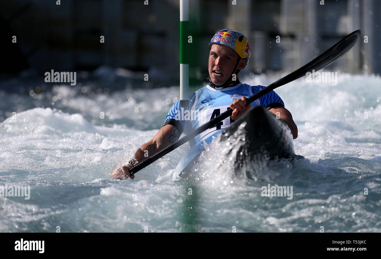 Joe Clarke in action during the Men Kayak (K1) competition during the ...