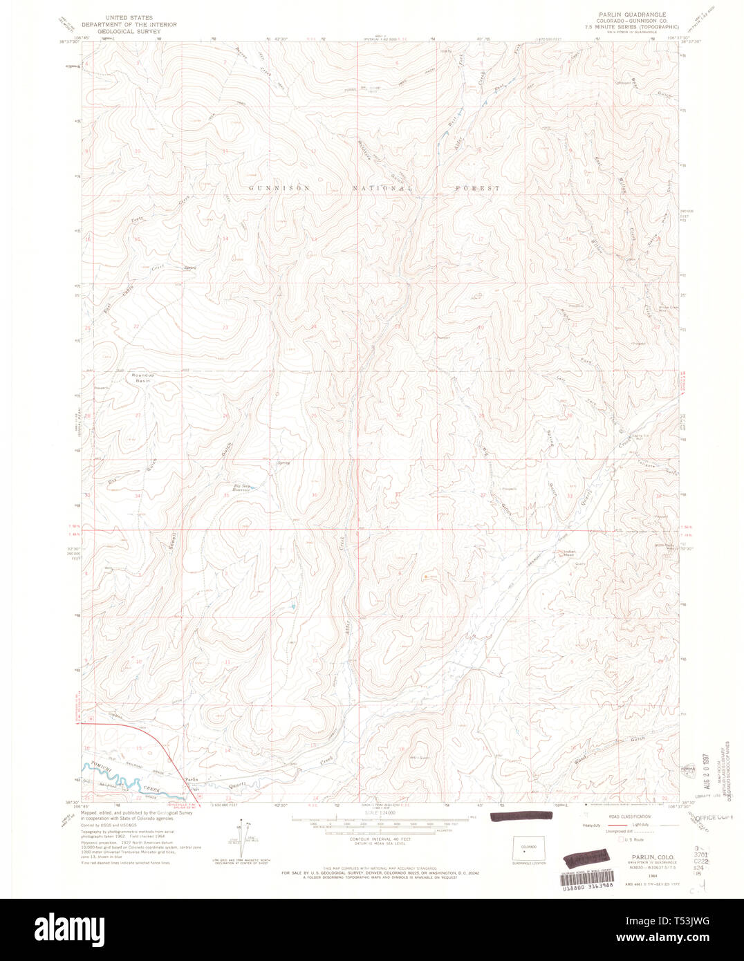 USGS TOPO Map Colorado CO Parlin 451419 1964 24000 Restoration Stock ...