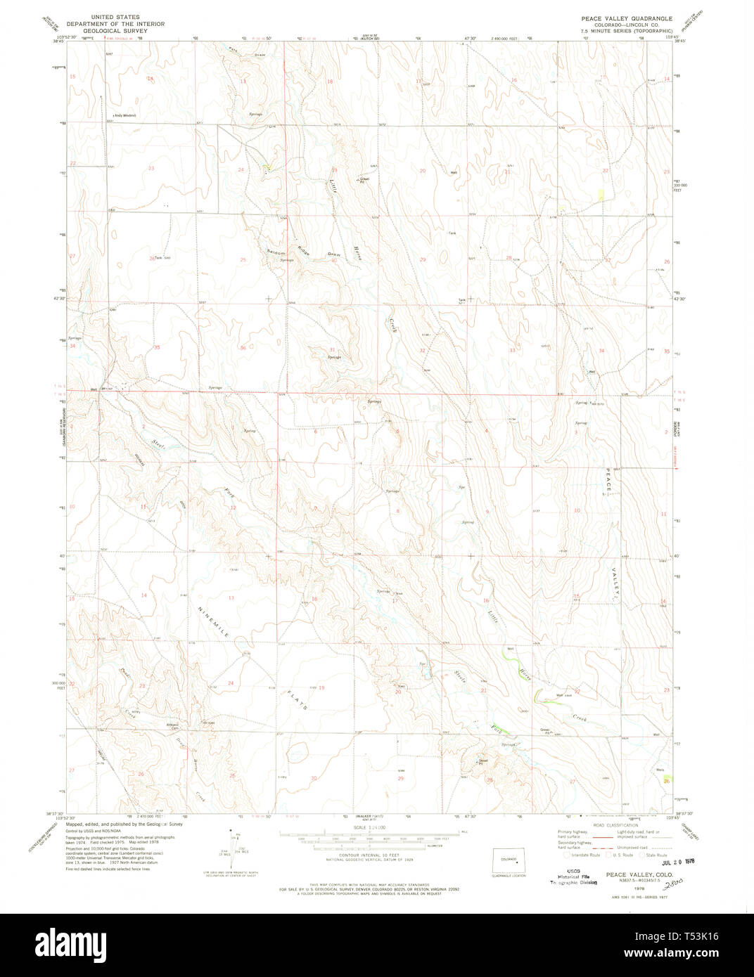 USGS TOPO Map Colorado CO Peace Valley 234077 1978 24000 Restoration ...
