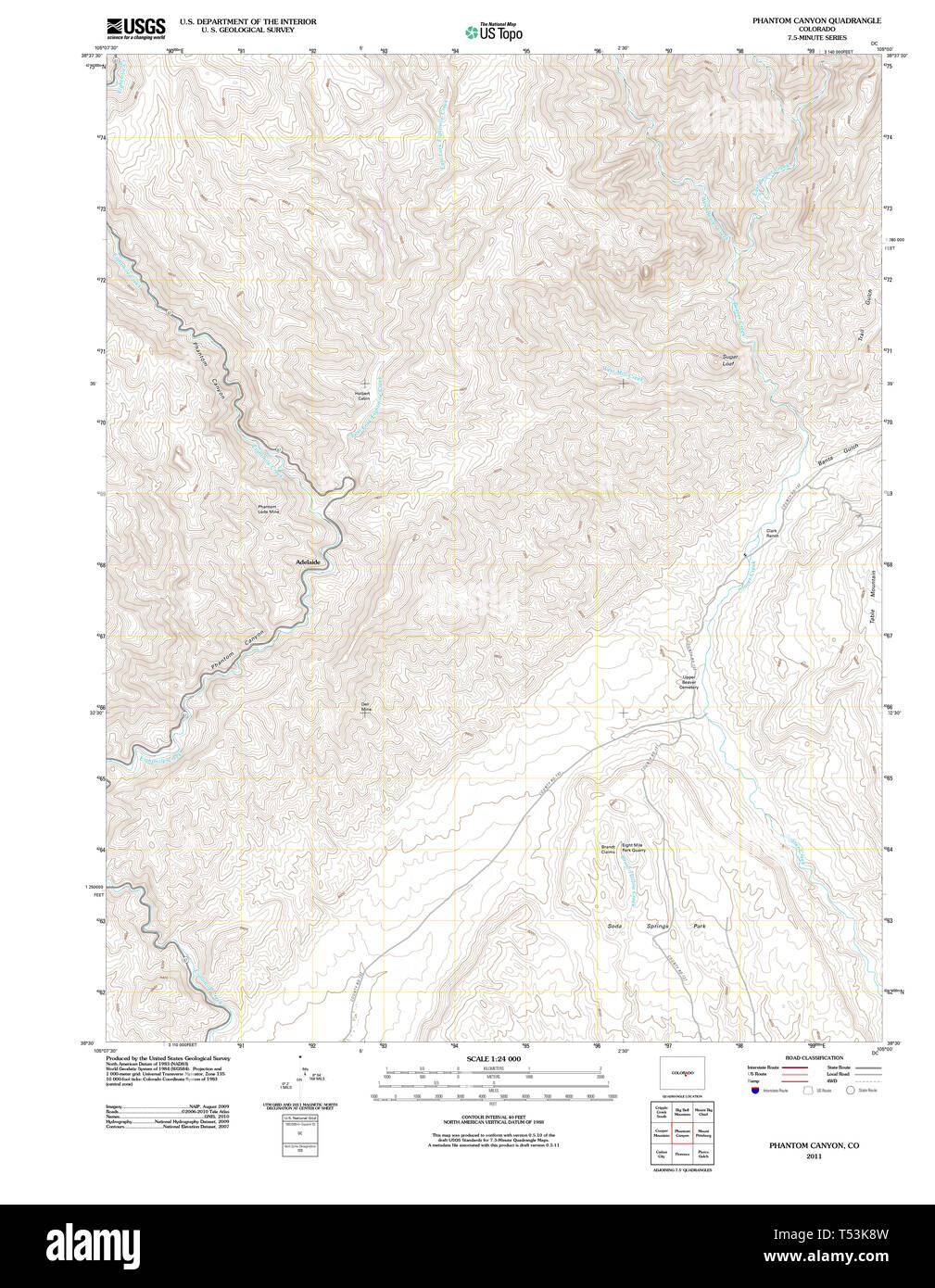 USGS TOPO Map Colorado CO Phantom Canyon 20110621 TM Restoration Stock ...