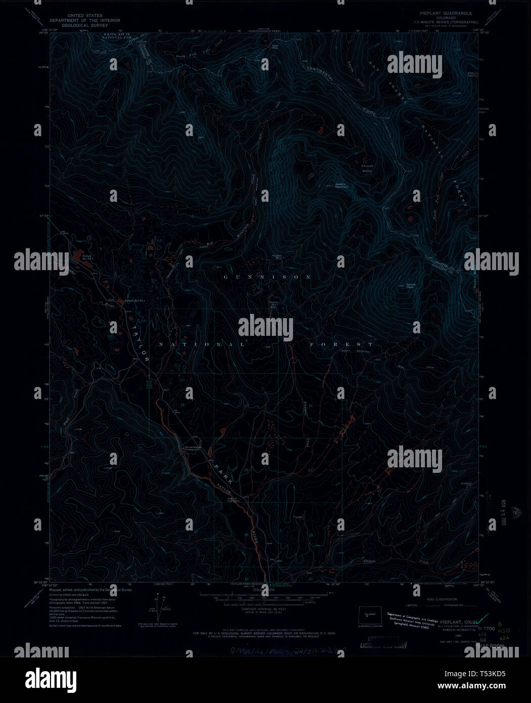 USGS TOPO Map Colorado CO Pieplant 401456 1967 24000 Inverted ...