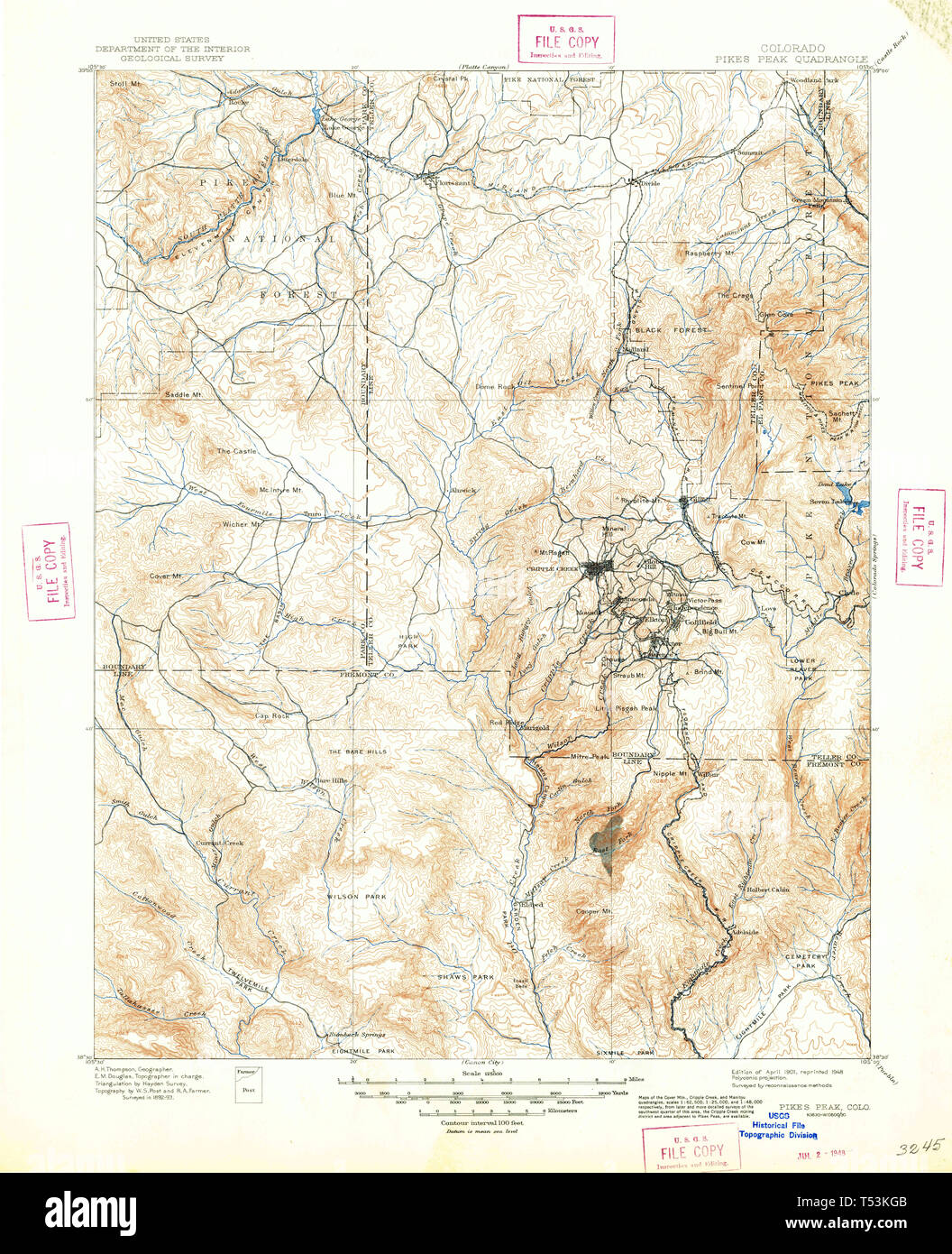 Pikes peak map colorado hi-res stock photography and images - Alamy