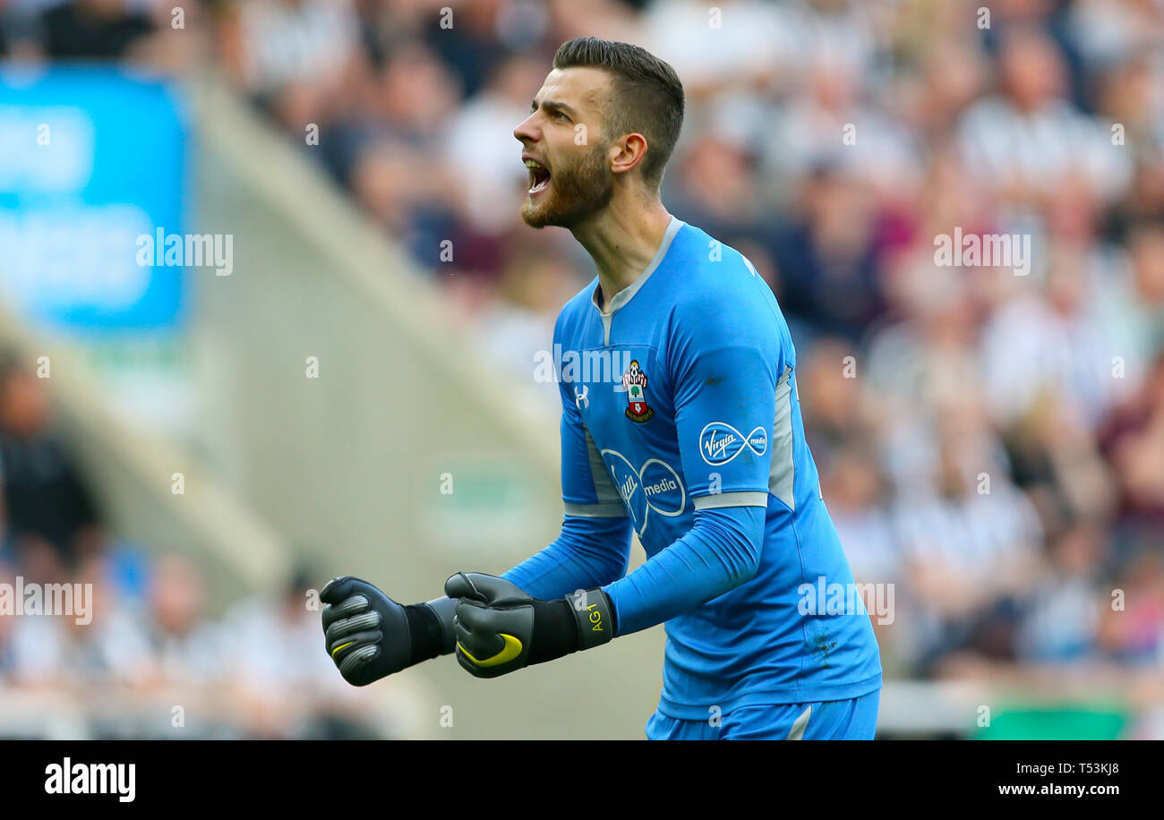 Southampton goalkeeper Angus Gunn celebrates during the Premier League ...