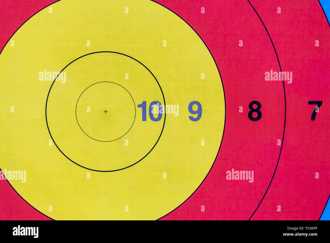 Close view to colored paper target for shooting. Abstract: setting goal ...