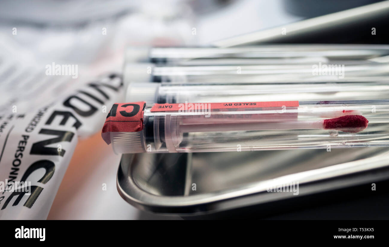 DNA test blood sample, criminalistic laboratory, conceptual image Stock ...