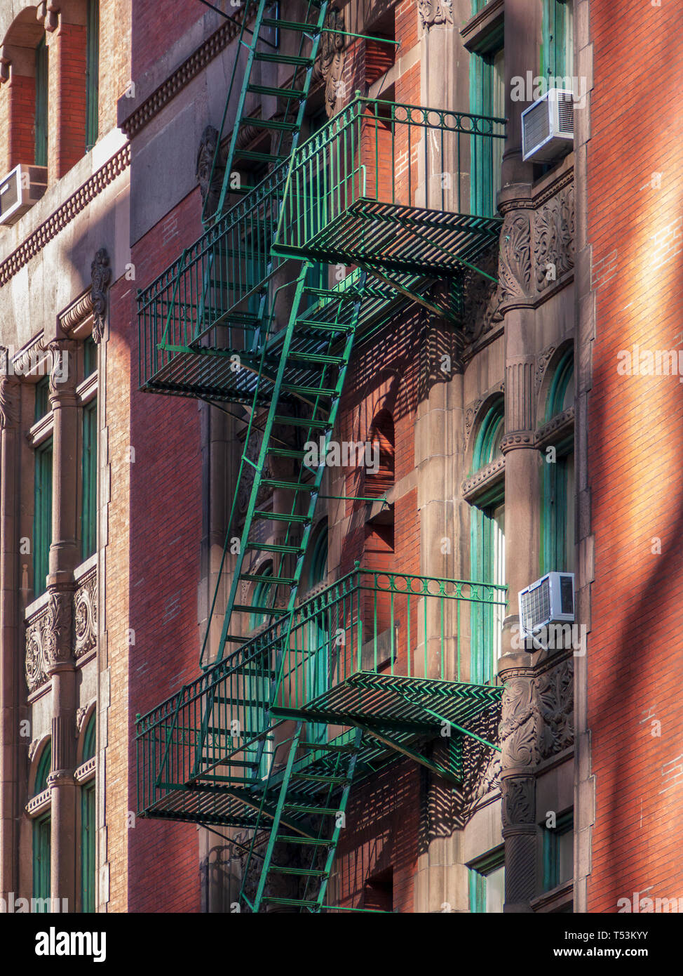 Building fire escape stairs new york city ny hi-res stock photography ...