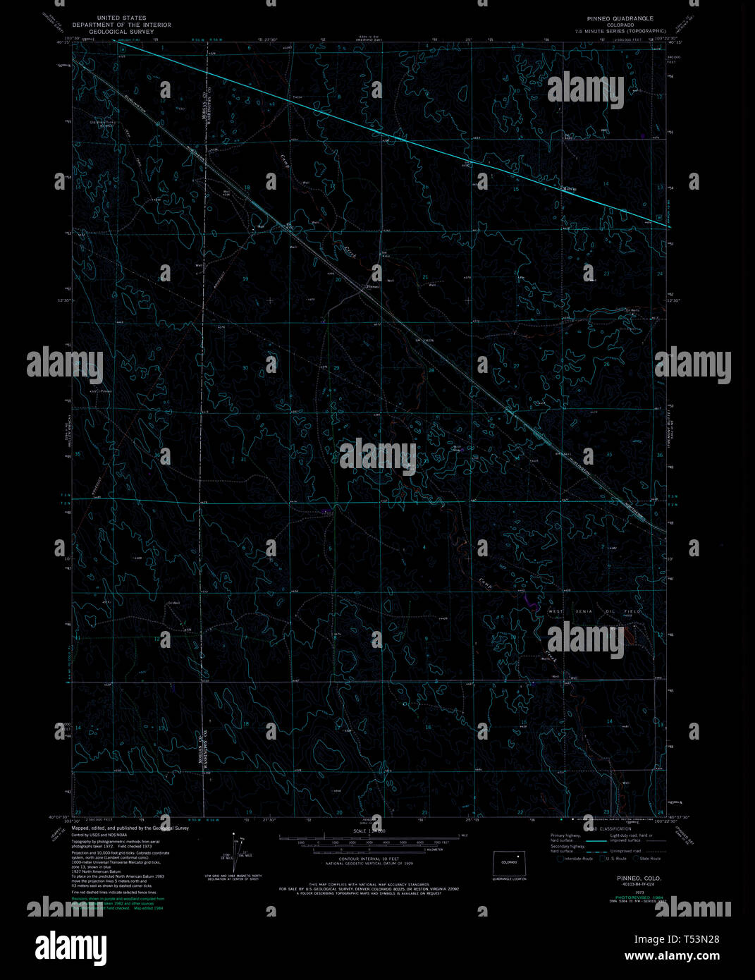 USGS TOPO Map Colorado CO Pinneo 234126 1973 24000 Inverted Restoration ...