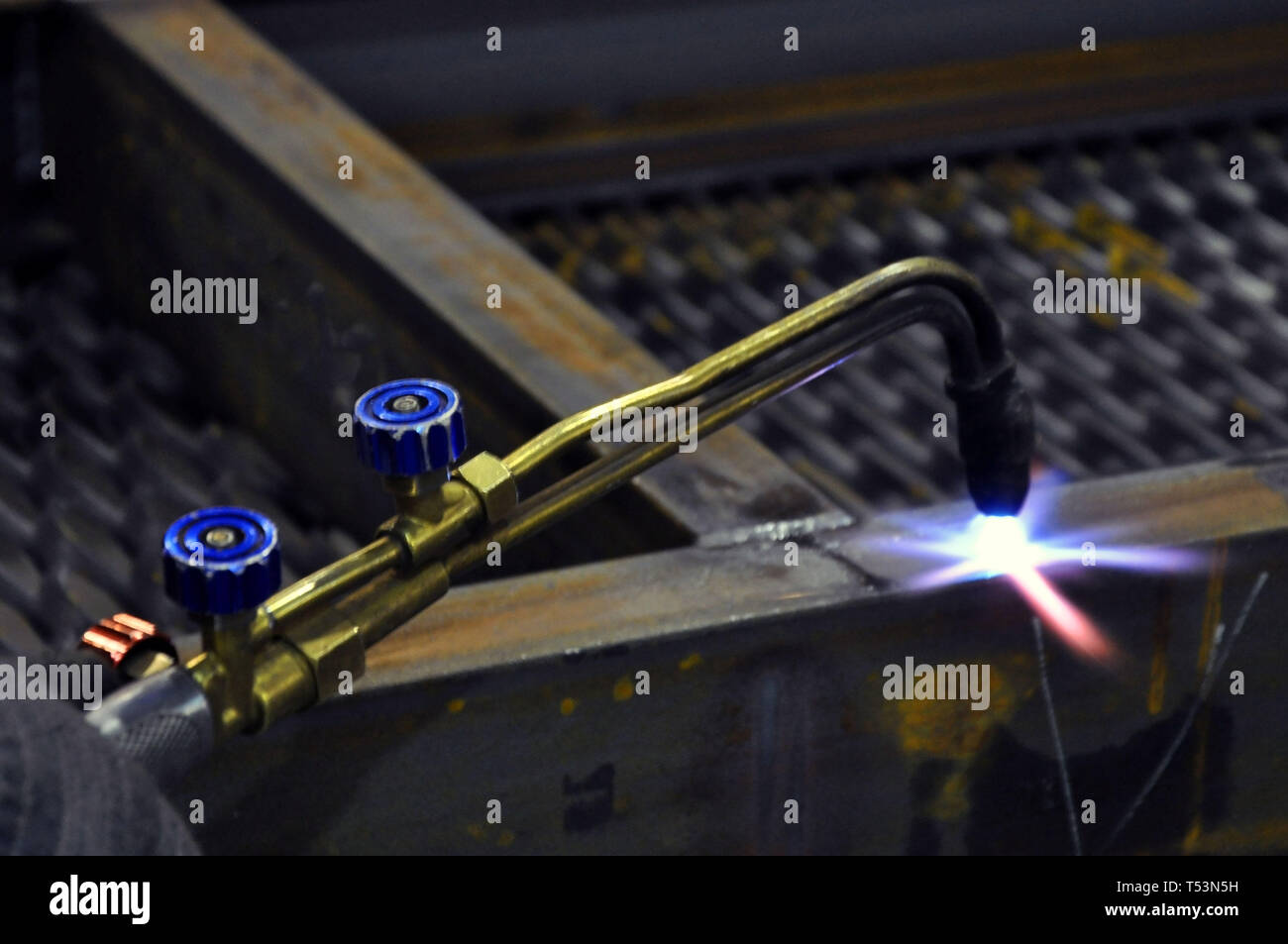 Propane Gas Flame. Gas cutter heats the product. industry Stock Photo ...