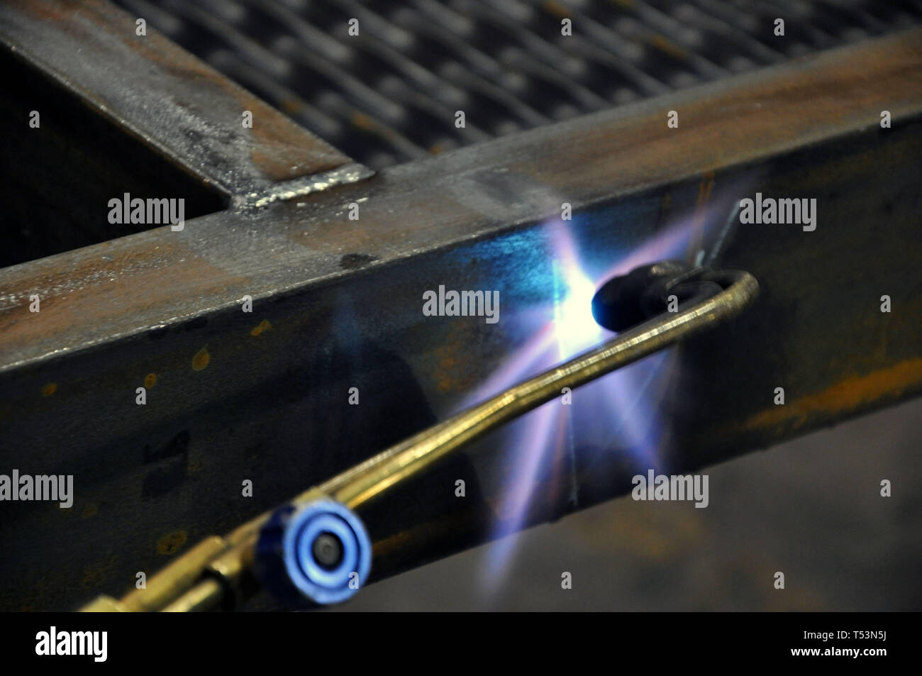 Propane Gas Flame. Gas cutter heats the product. industry Stock Photo ...