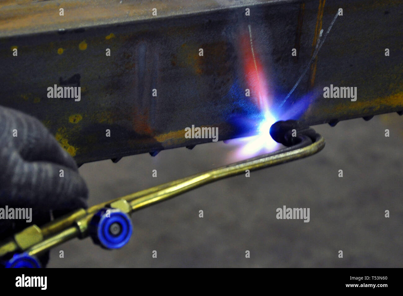 Propane Gas Flame. Gas cutter heats the product. industry Stock Photo ...