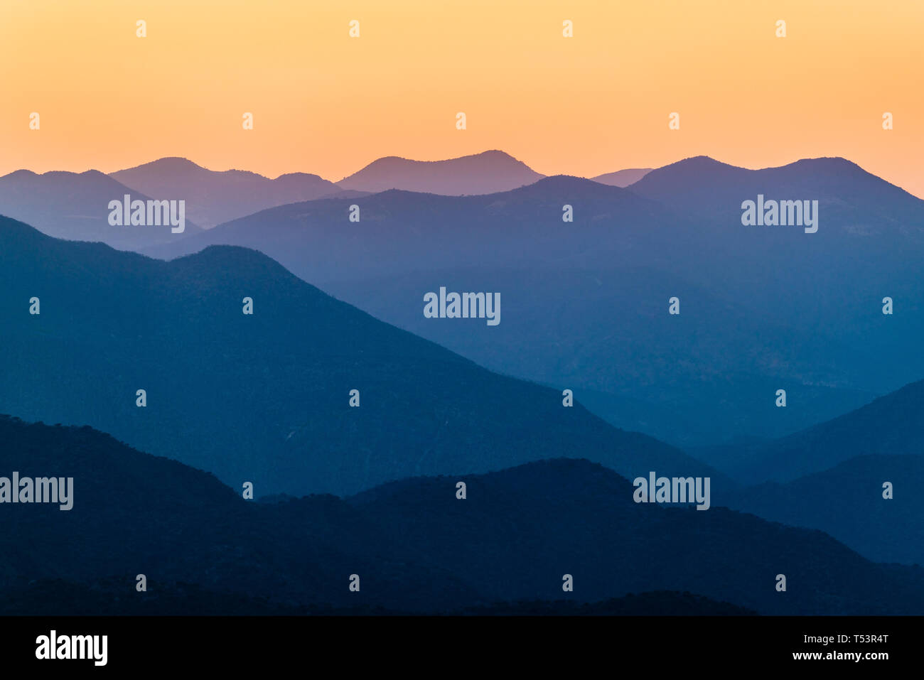 Sunset over mountains in South Mexico Stock Photo - Alamy