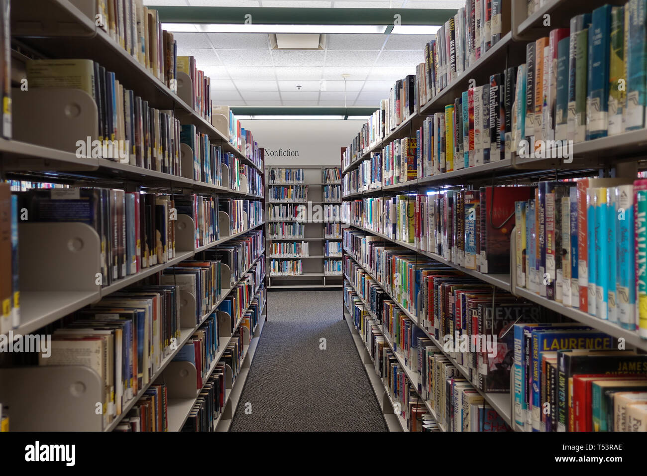 Ft. Pierce, Florida/United States - 04/20/19: The fiction aisle of a ...
