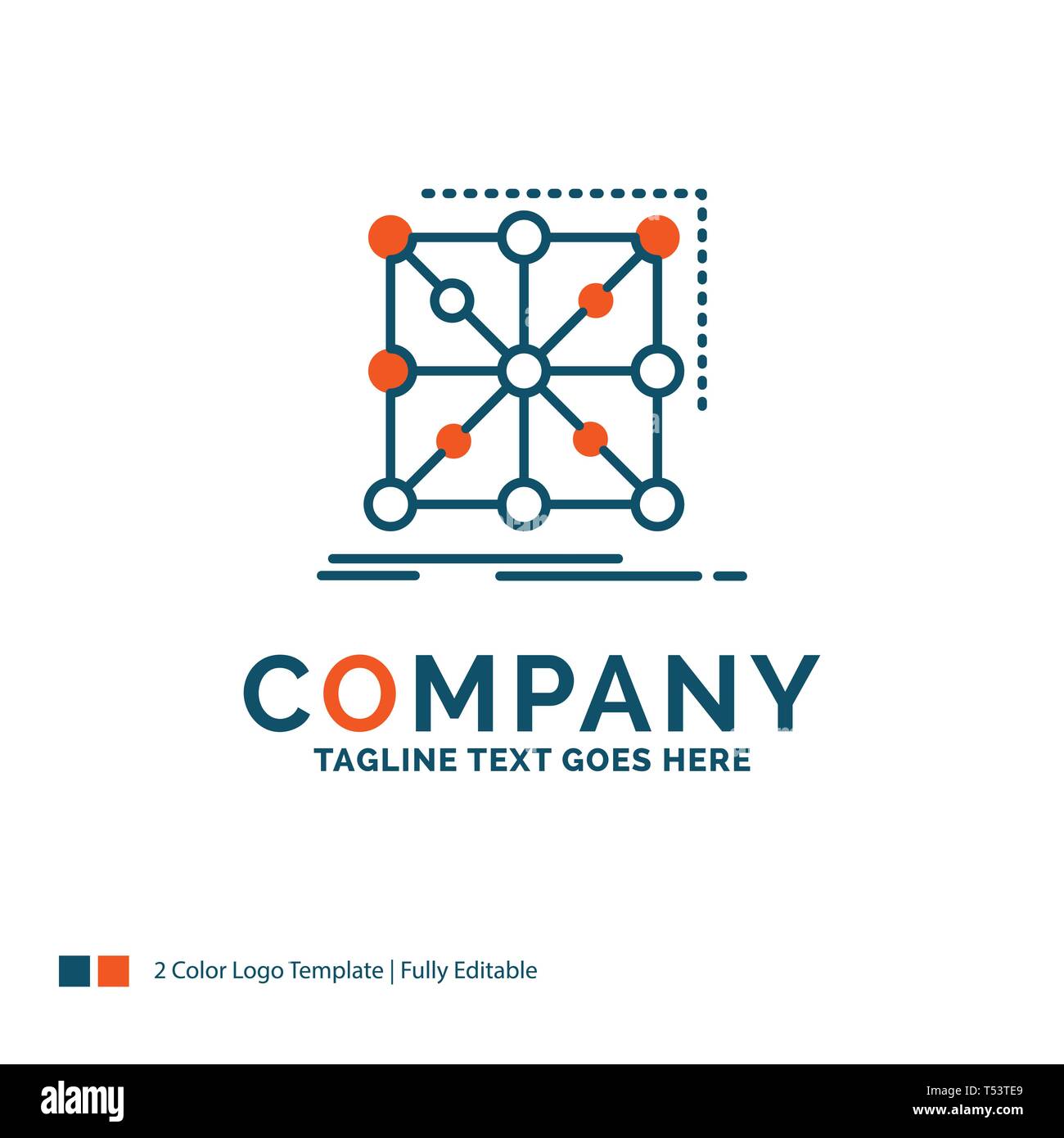 Data Framework App Cluster Complex Logo Design Blue And Orange Brand Name Design Place For