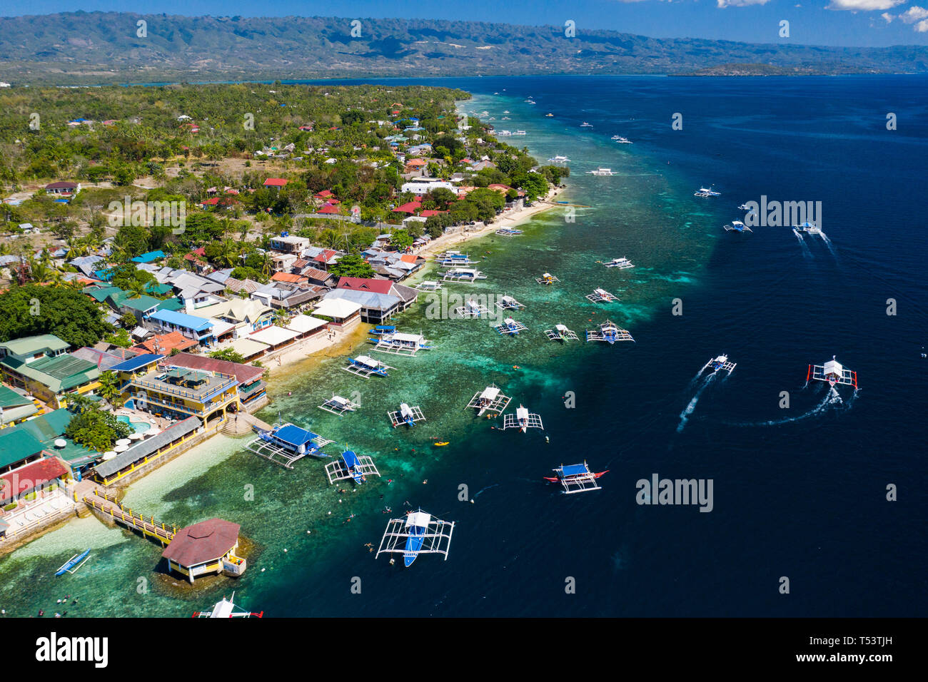 Overhead view of Panagsama,Moalboal,Cebu.Panagsama is well known for ...