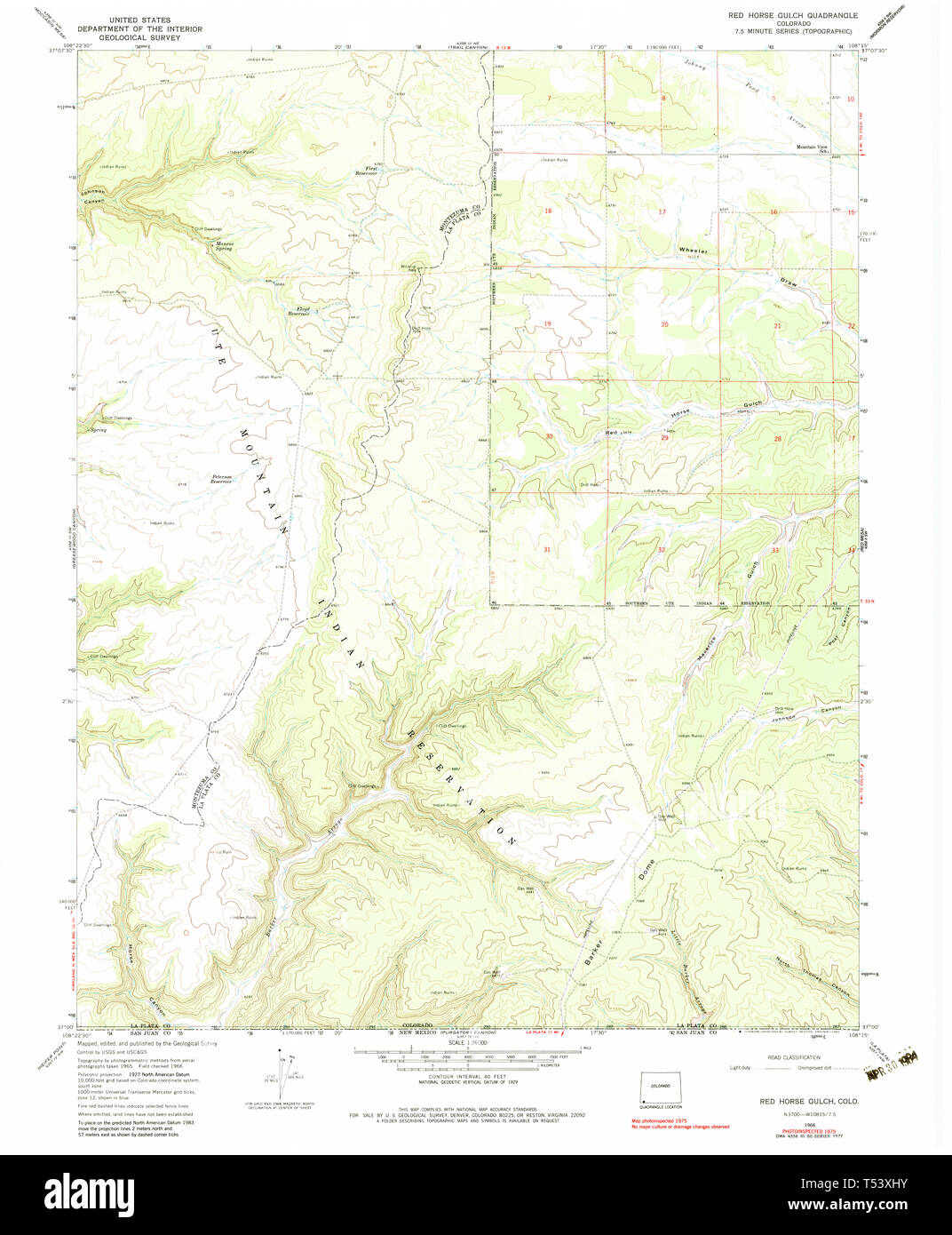 USGS TOPO Map Colorado CO Red Horse Gulch 234233 1966 24000 Restoration ...