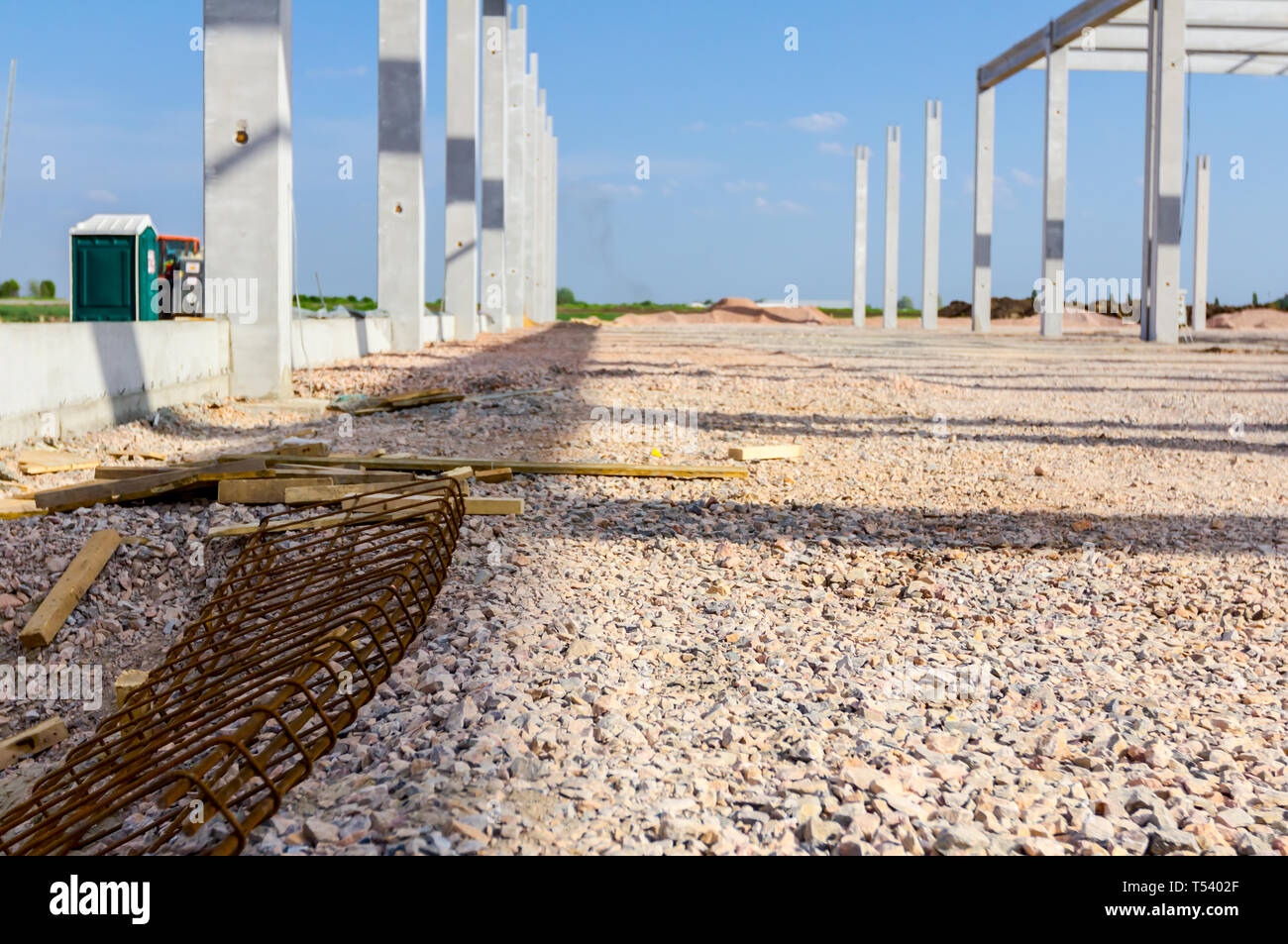Landscape transform into industrial area, unfinished edifice, under ...