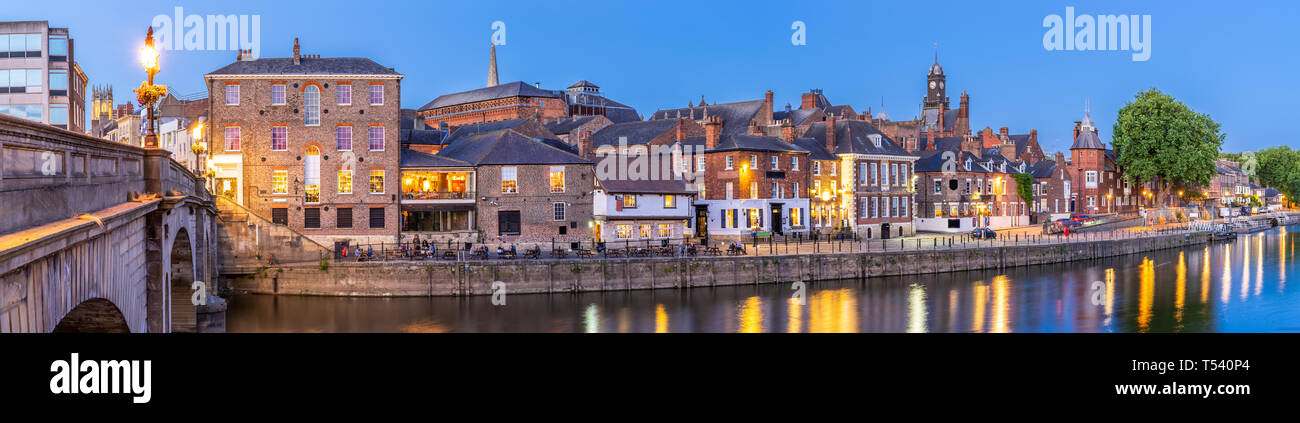 Panorama York cityscape along river ouse sunset dusk, York Yorkshire ...