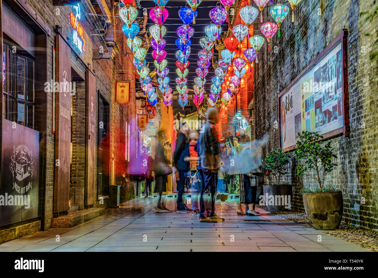 GUILIN, CHINA - NOVEMBER 01: Traditional Chinese buildings and lanterns ...