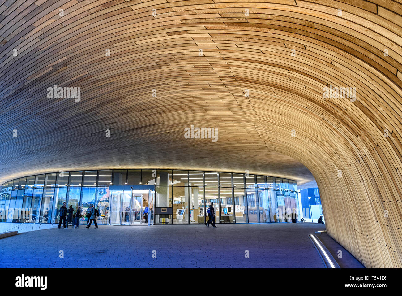 The main entrance of the Calgary Central Library, also known as the ...