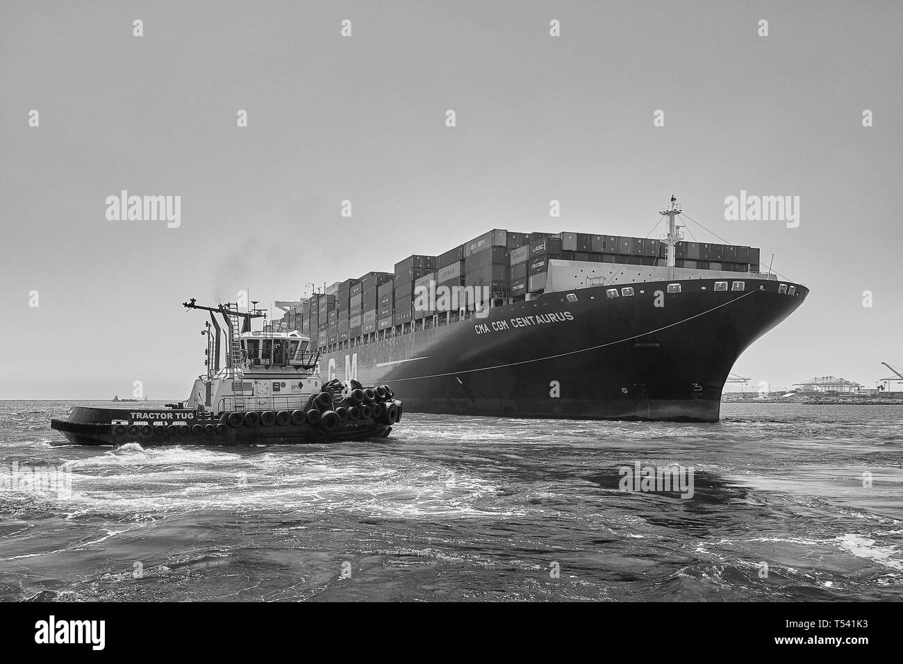 Black And White Photo Of The Container Ship, CMA CGM CENTAURUS, Being ...