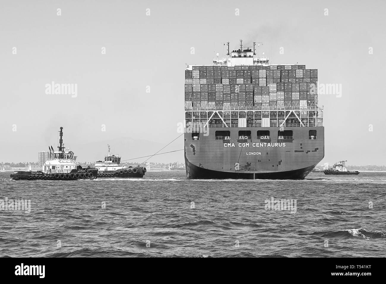 Black And White Photo Of Container Ship, CMA CGM CENTAURUS, Being ...