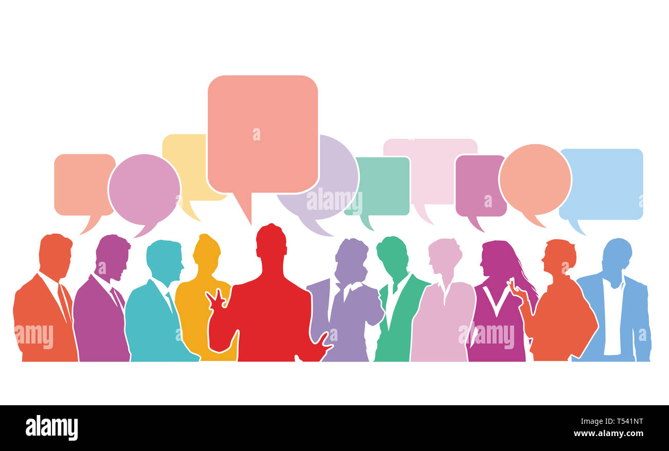 Question and Answer Speech bubbles with group of people, illustration ...