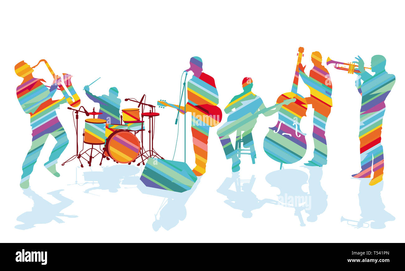 Music group in bright colors Stock Photo - Alamy