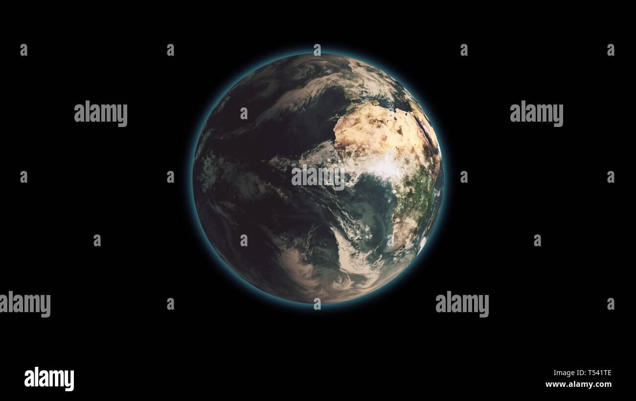 Realistic Earth Rotating on black background Loop . Globe is centered ...