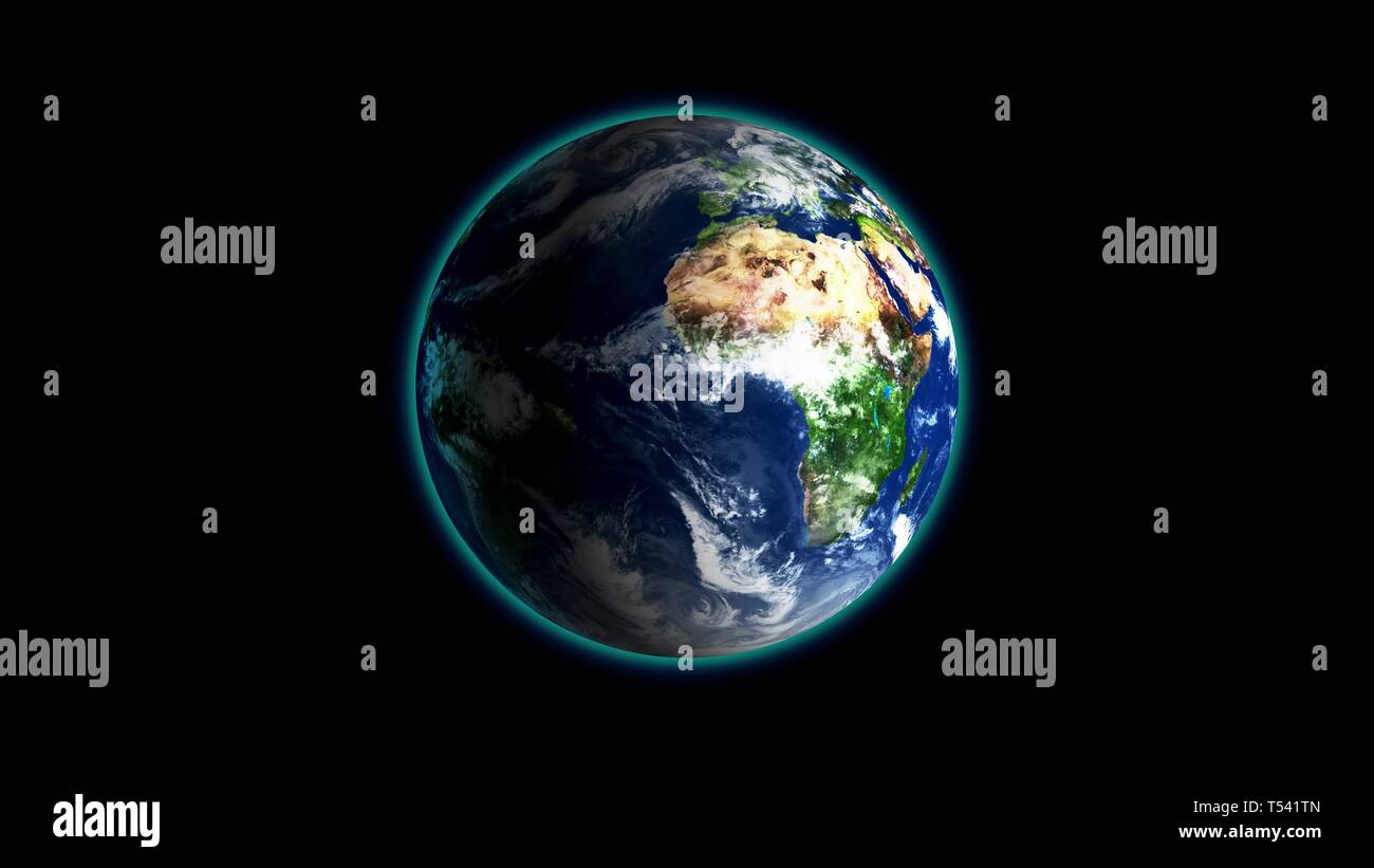 Realistic Earth Rotating on black background Loop . Globe is centered ...