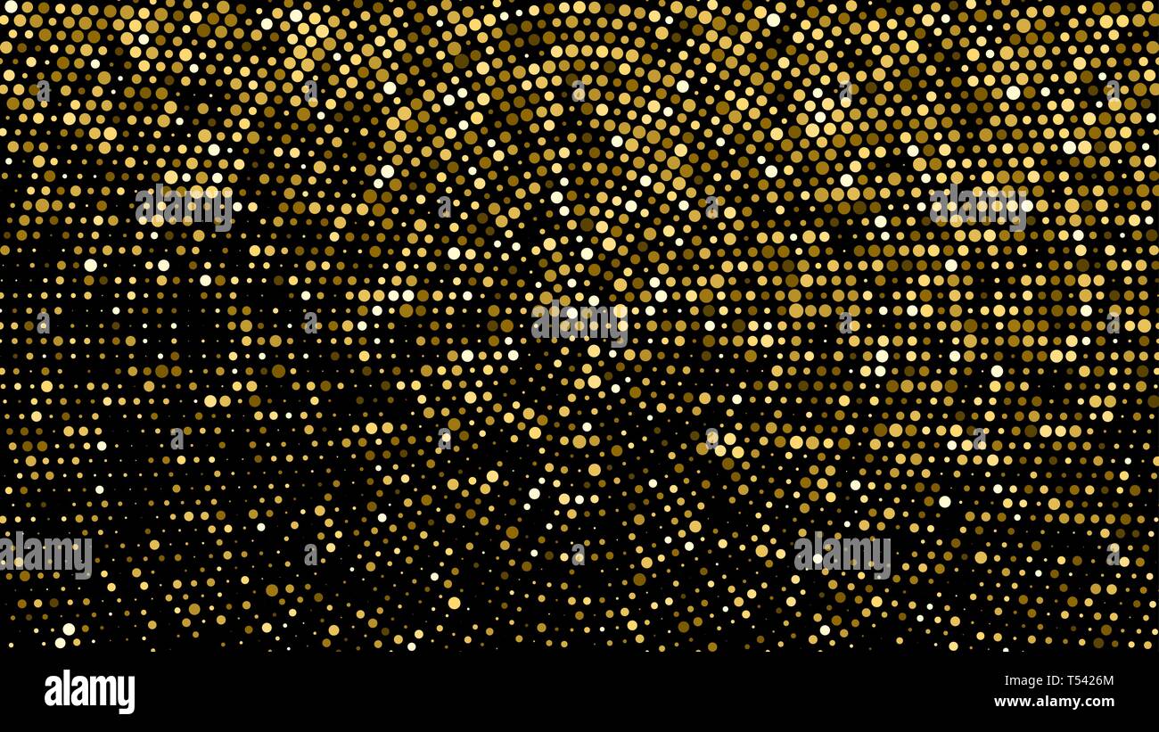 Gold Glitter Halftone Dotted Backdrop. Abstract Circular Retro Pattern ...