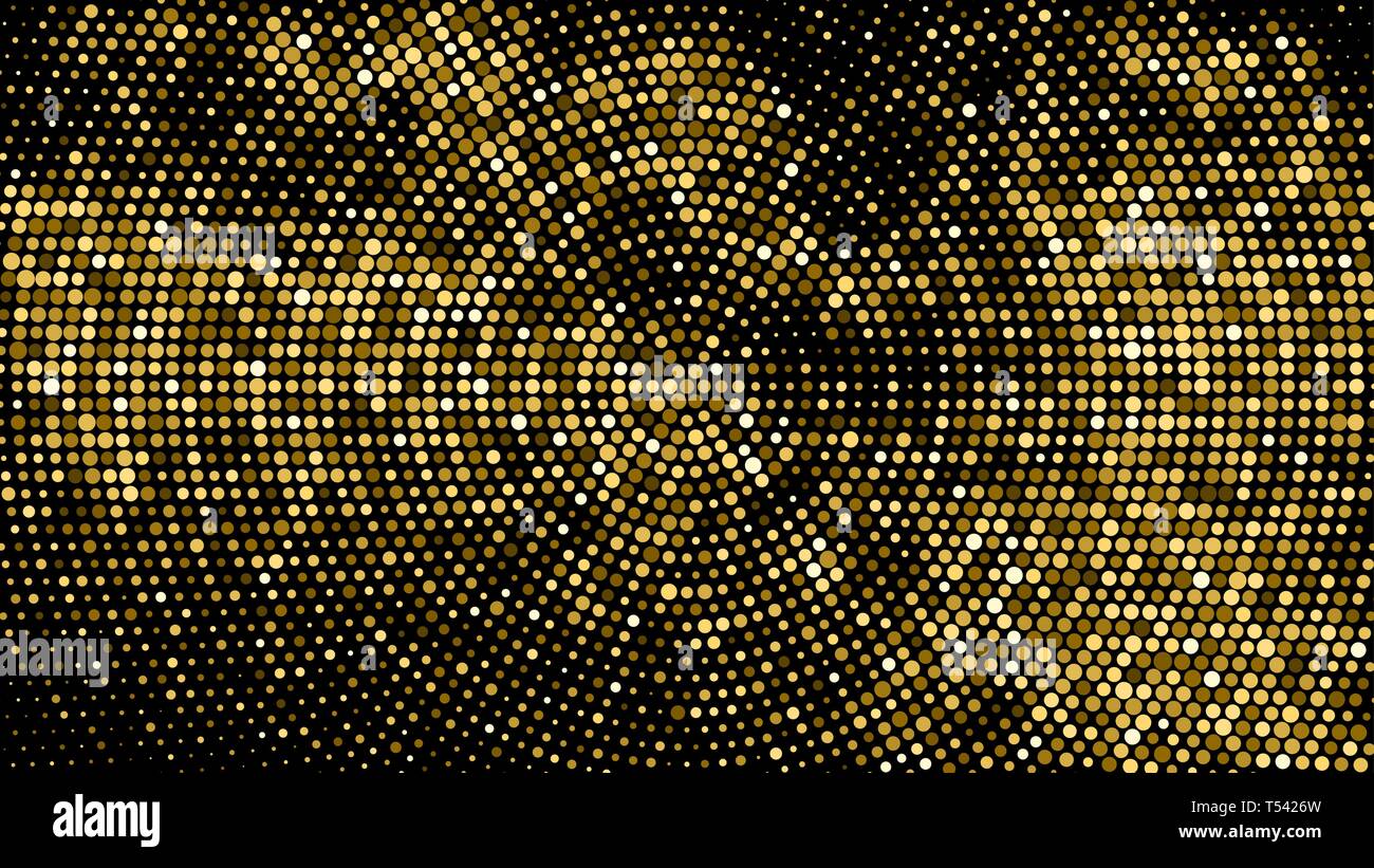 Gold Glitter Halftone Dotted Backdrop. Abstract Circular Retro Pattern ...