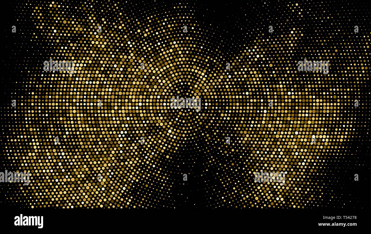Gold Glitter Halftone Dotted Backdrop. Abstract Circular Retro Pattern ...