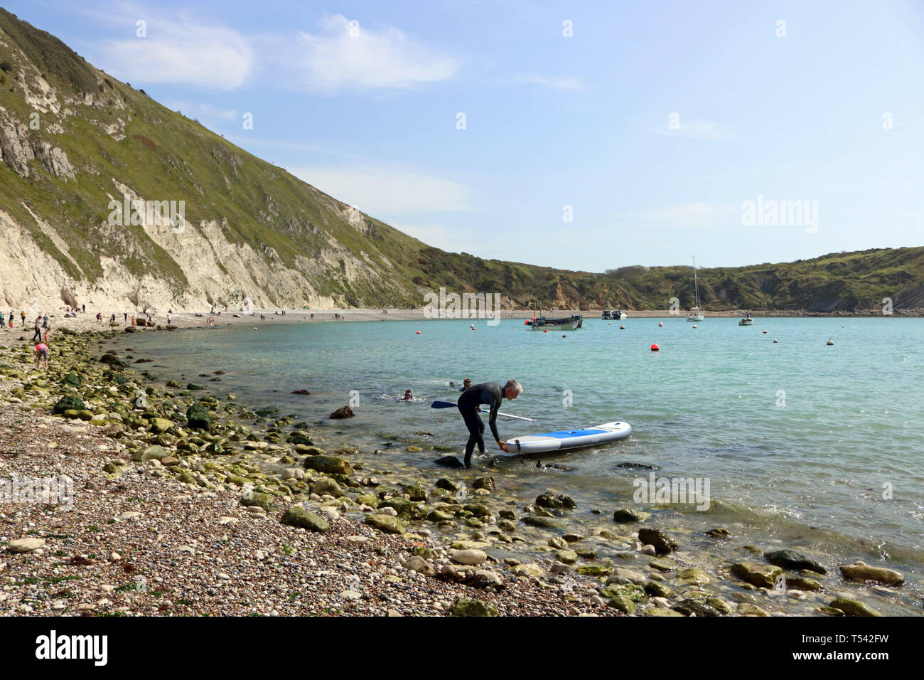 Lulworth Cove bay on the Jurassic coast, Dorset, England, UK Stock ...