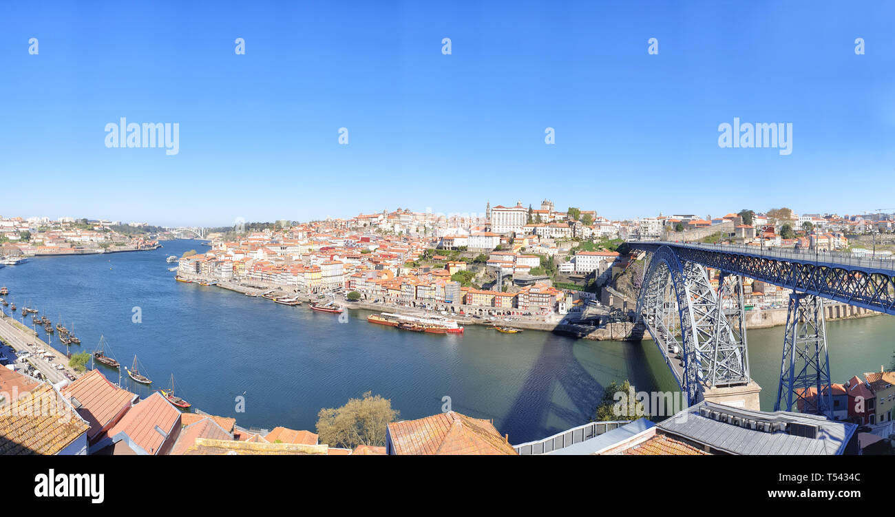 Porto coastal skyline and Luis I bridge - Portugal Stock Photo - Alamy
