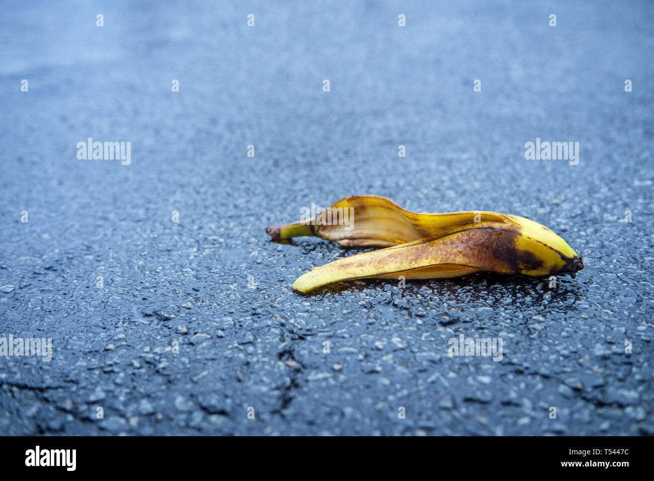 Slapstick slippery comedy banana peel laying on ground ready to make ...