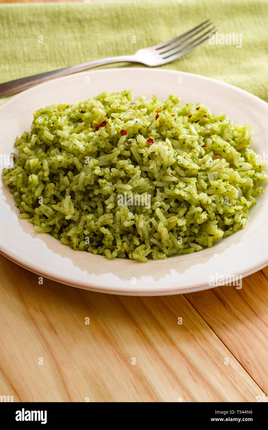 Simple yet flavorful Mexican green rice made with onions cilantro and ...