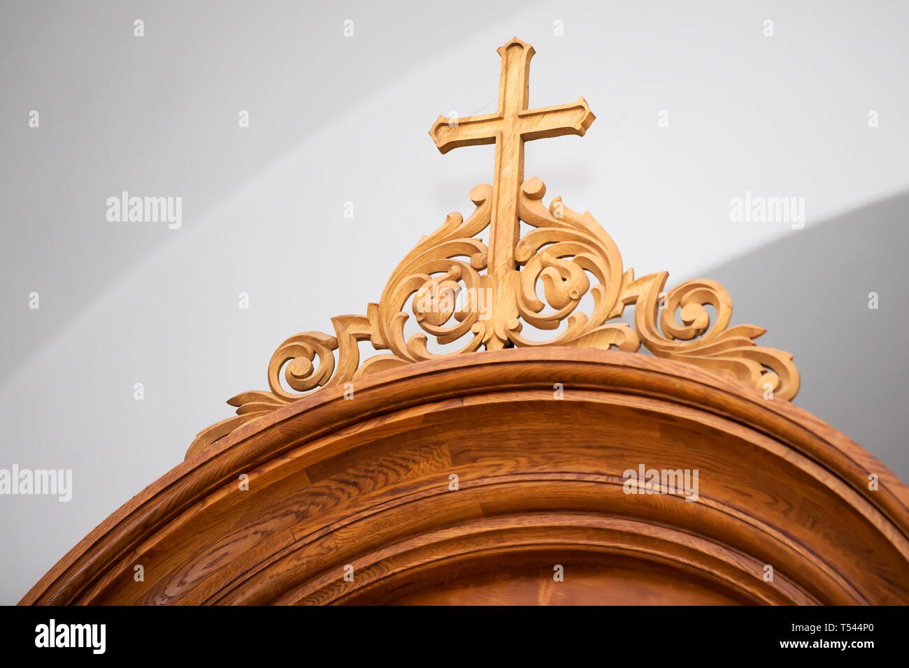 Wooden carved cross Stock Photo - Alamy