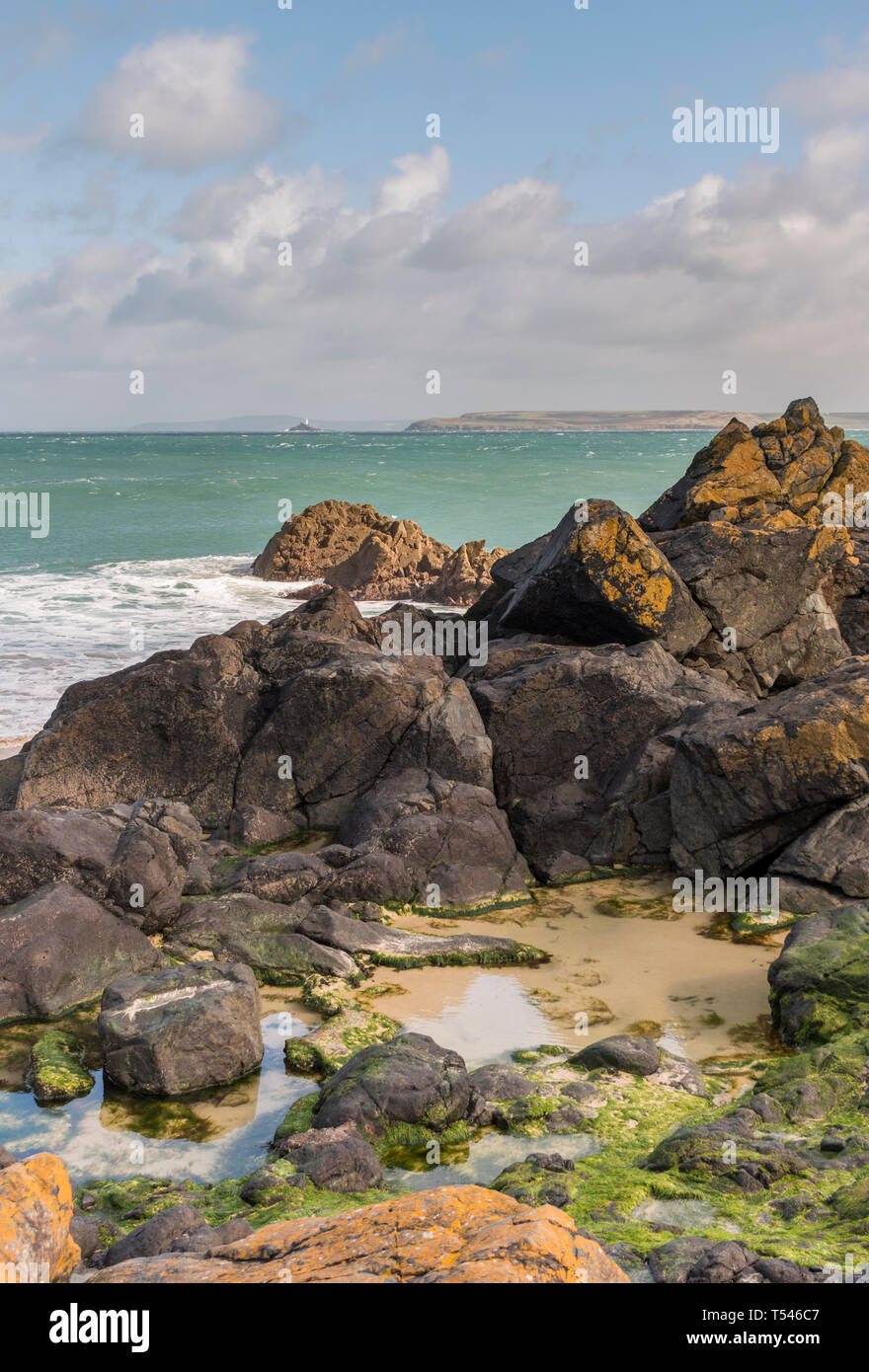 Rocky outcrops at Porthgwidden beach, St Ives, Cornwall Stock Photo - Alamy